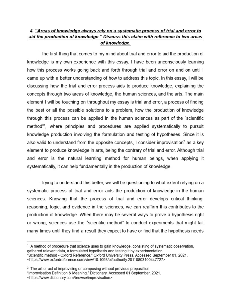 TOK essay | PDF | Knowledge | Experiment