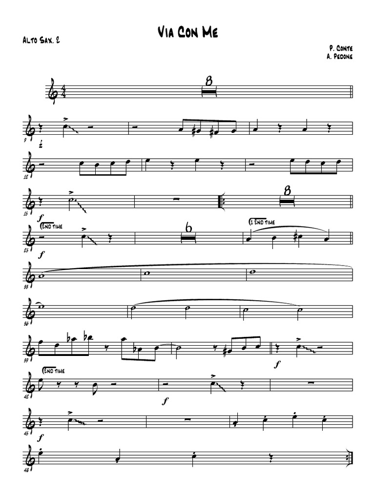 Via Con Me Score - Alto Sax. 2 | PDF