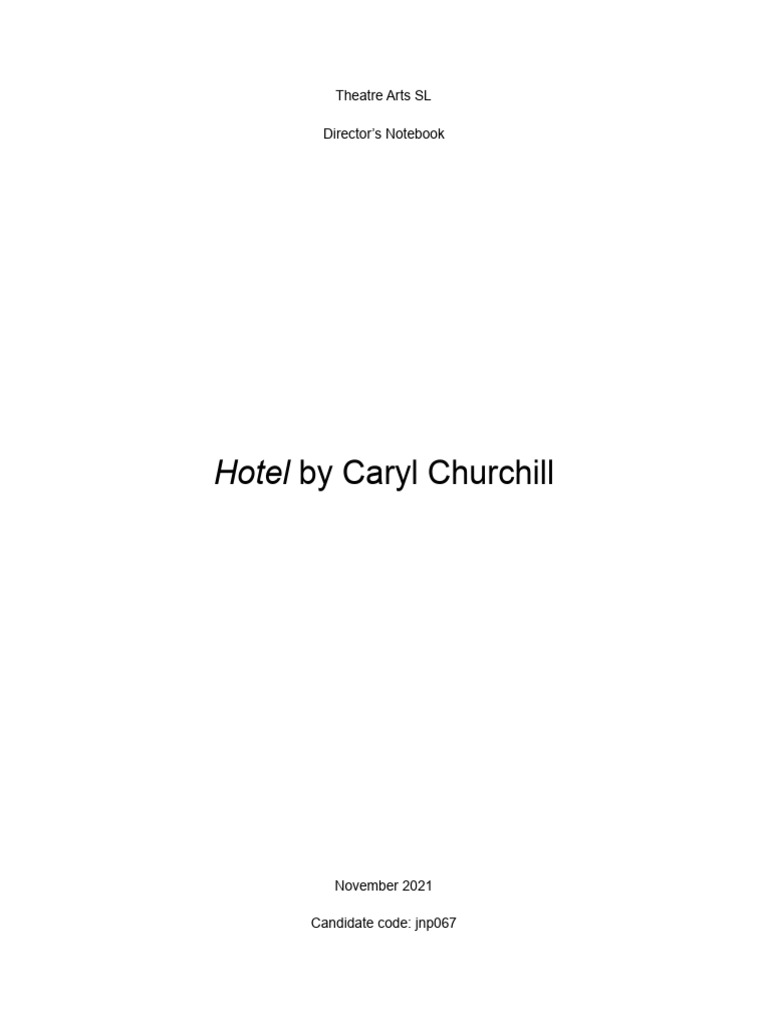 Theatre Arts: Director's Notebook - Hotel (Play) | PDF | Play (Theatre)