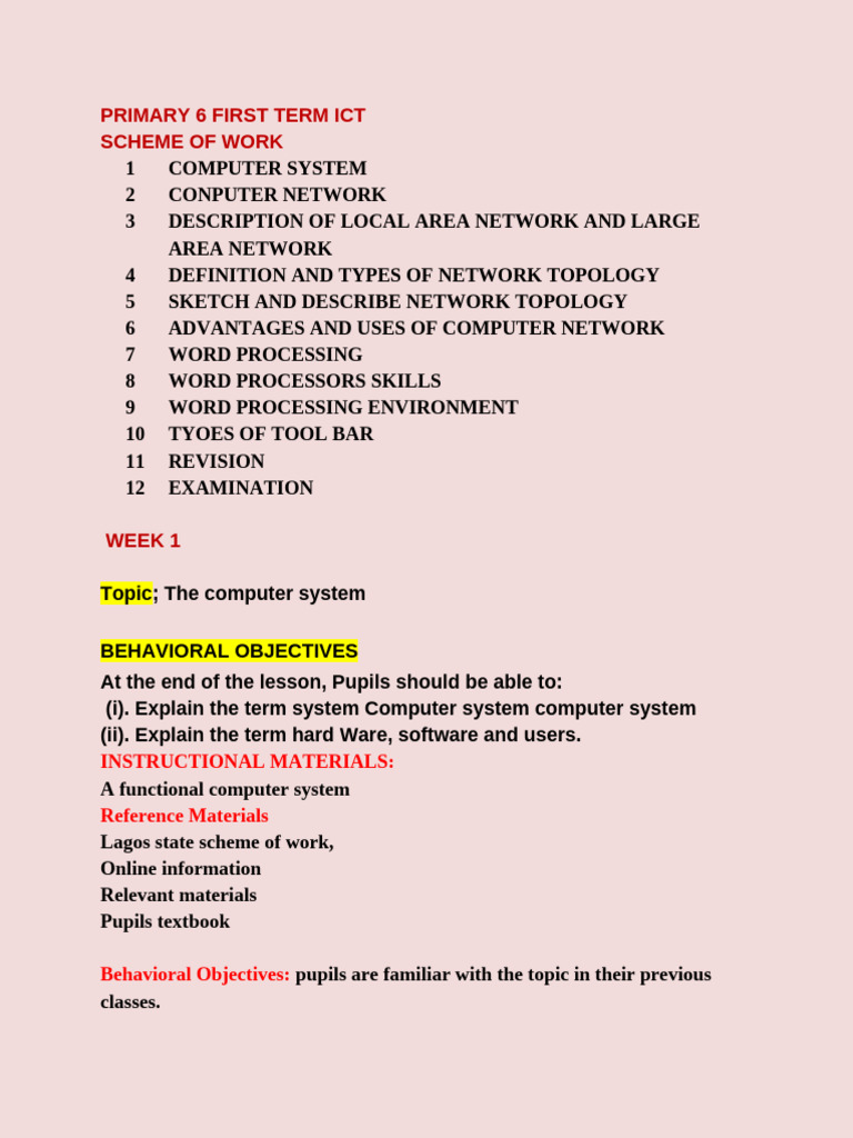 PRY 6 ICT IST TERM | PDF | Computer Network | Computer File