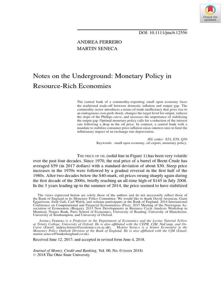 Ferrero Seneca MP ResourceRichEconomies | PDF | Inflation | Monetary Policy