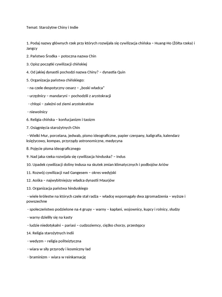 Starozytne Chiny I Indie | PDF