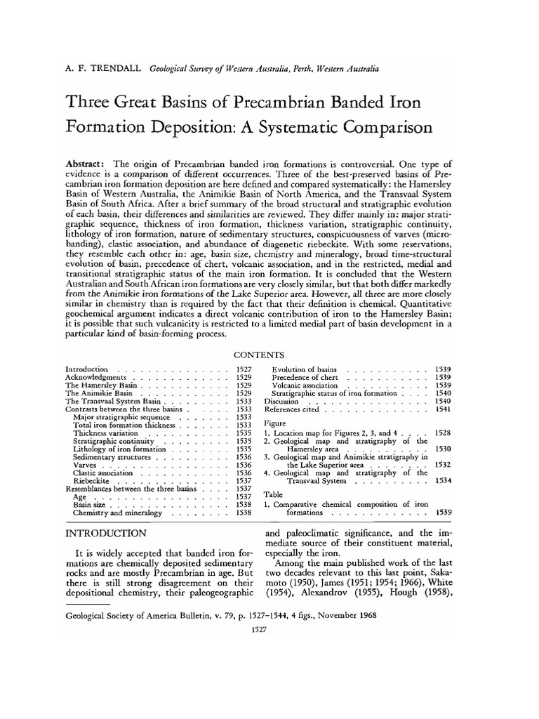Three Great Basins of Precambrian Banded Iron Formation Deposition: A ...