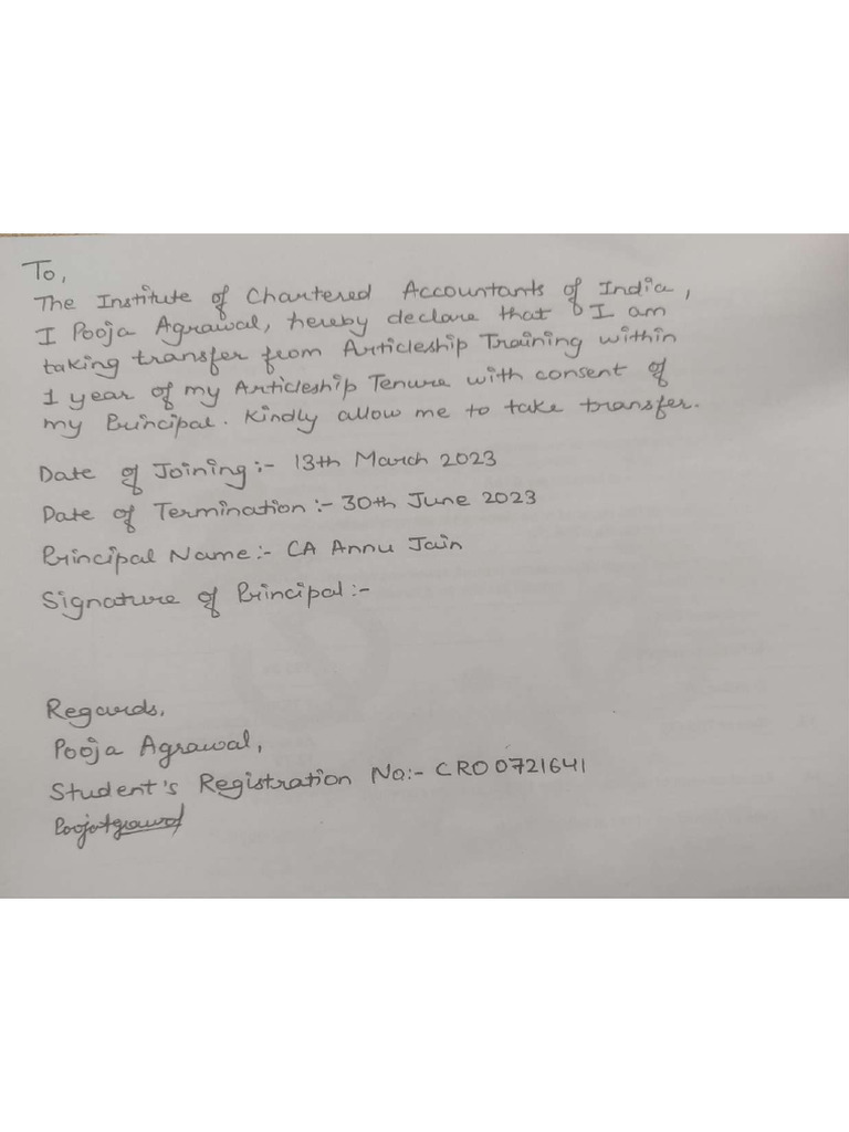 Articleship Transfer | PDF