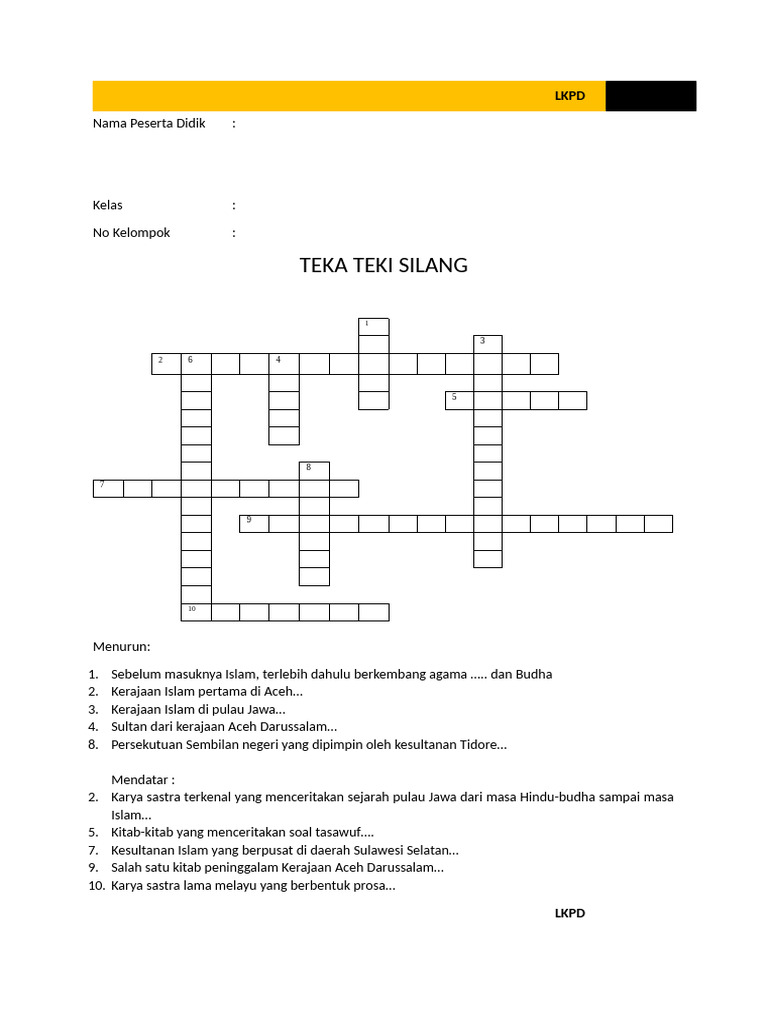 LKPD Kerajaan Islam | PDF