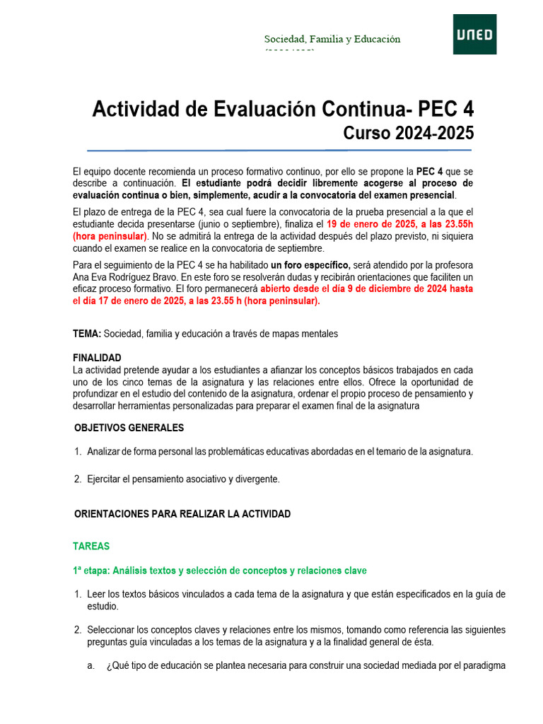 PEC 4_GUIA_2024_25 (1) | PDF | Maestros | Evaluación