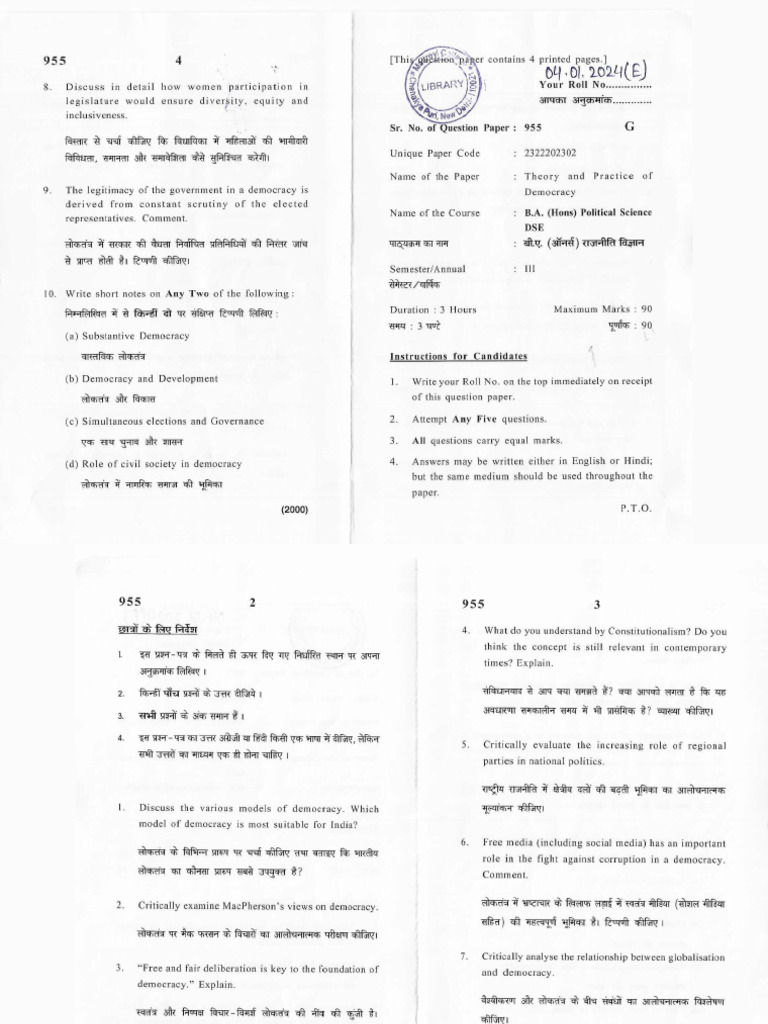 Theory & Practice of Democracy III SDT | PDF