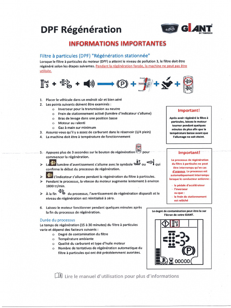 DPF Régénération Giant | PDF