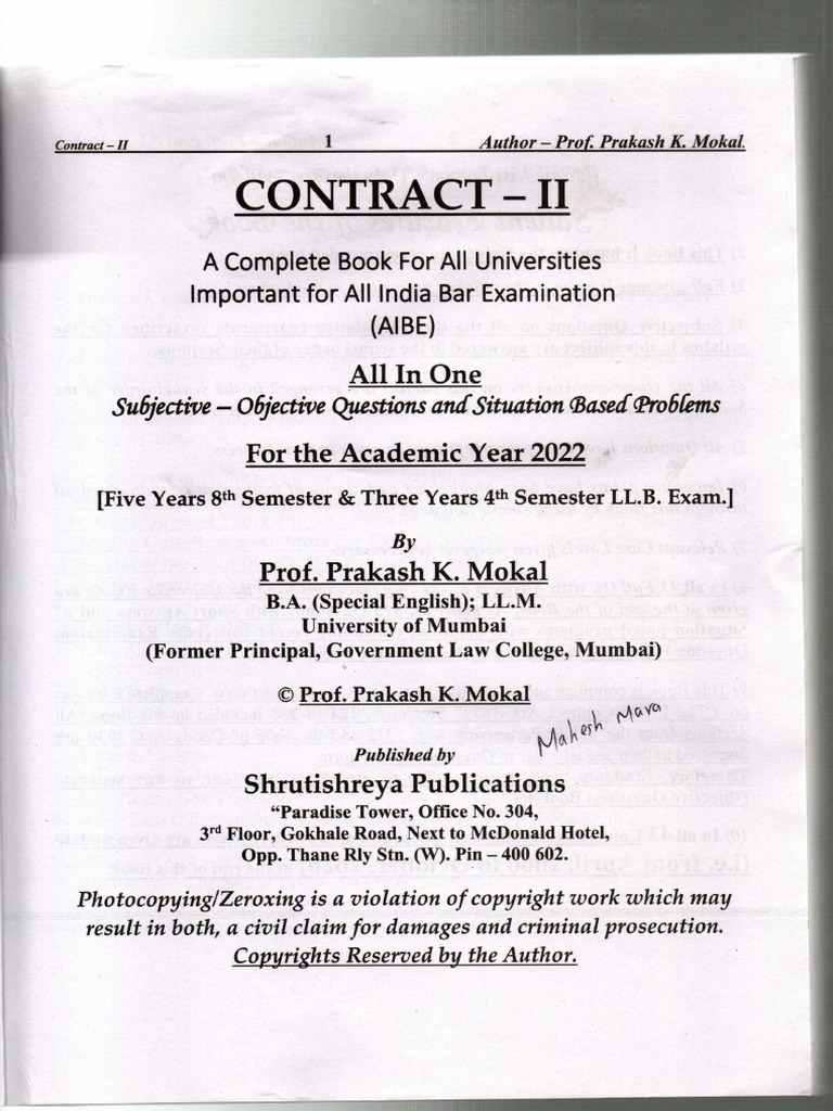 Contract 2 Mokal Sem 4 | PDF