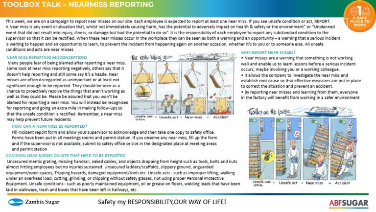 Near Miss Reporting: Safety First | PDF | Occupational Safety And ...