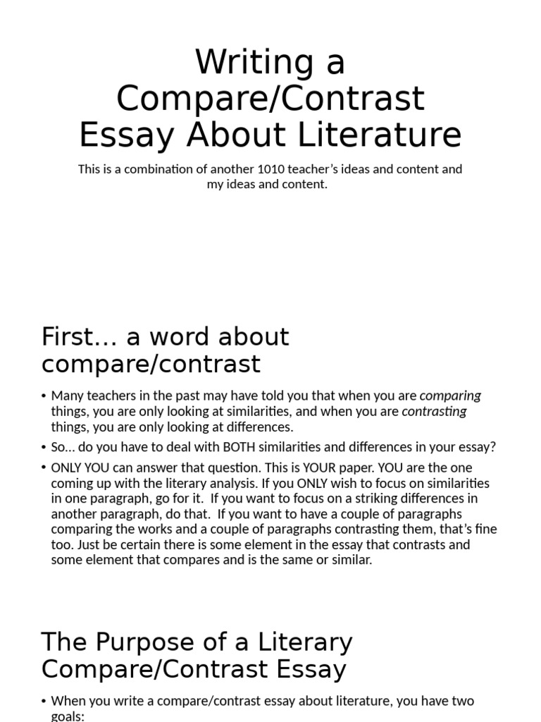 Compare and Contrast Essay About Literature Background Slides | PDF ...