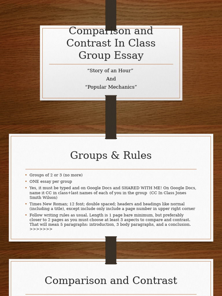 Comparison and Contrast in Class Group Essay Over Two Short Short ...