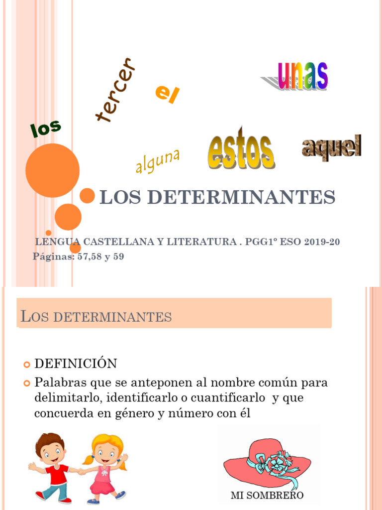 Los Determinantes | PDF | Sustantivo | Adjetivo