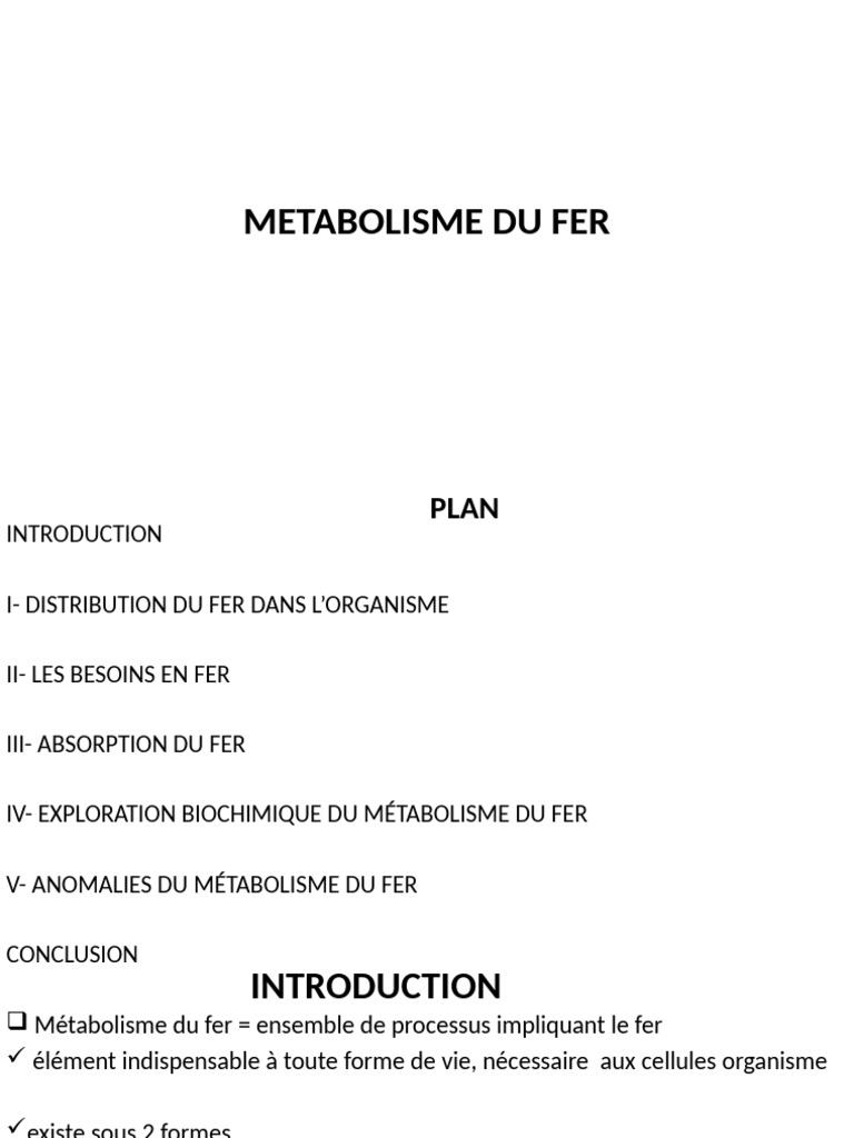 Metabolisme Du Fer | PDF | Spécialités médicales | Fer