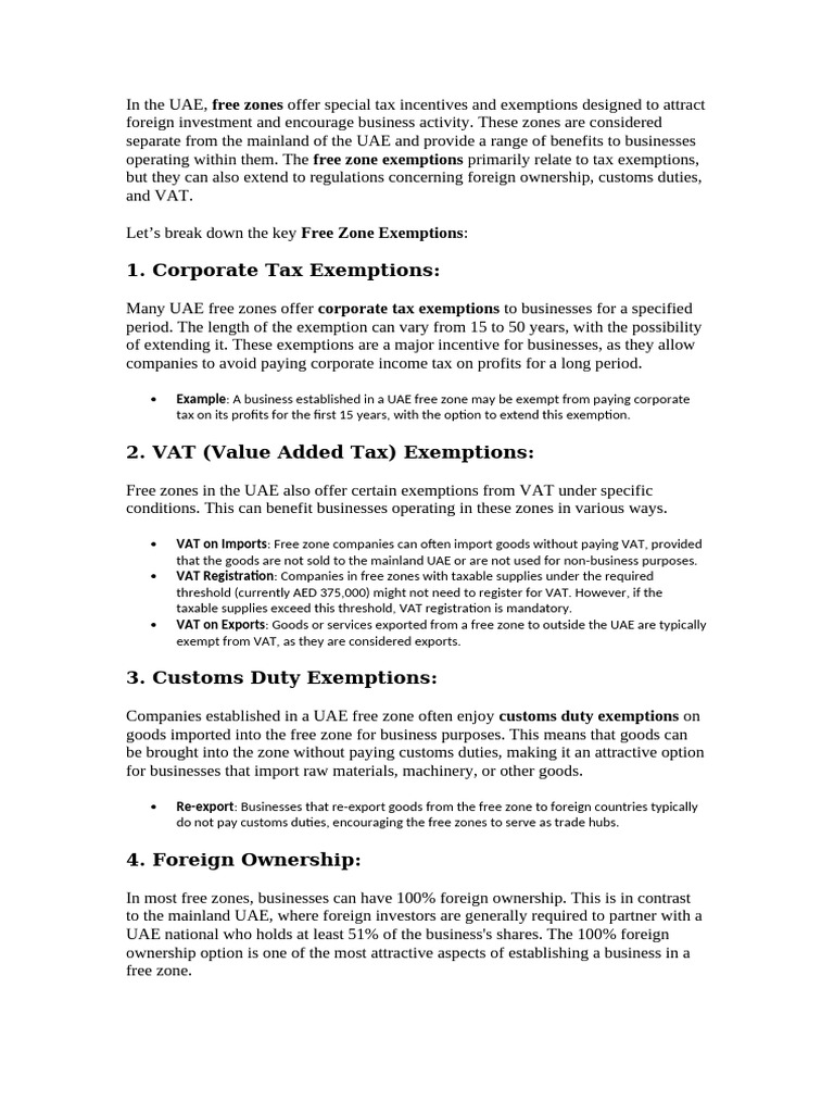 UAE Free Zone Tax Explained | PDF | Tax Exemption | Value Added Tax