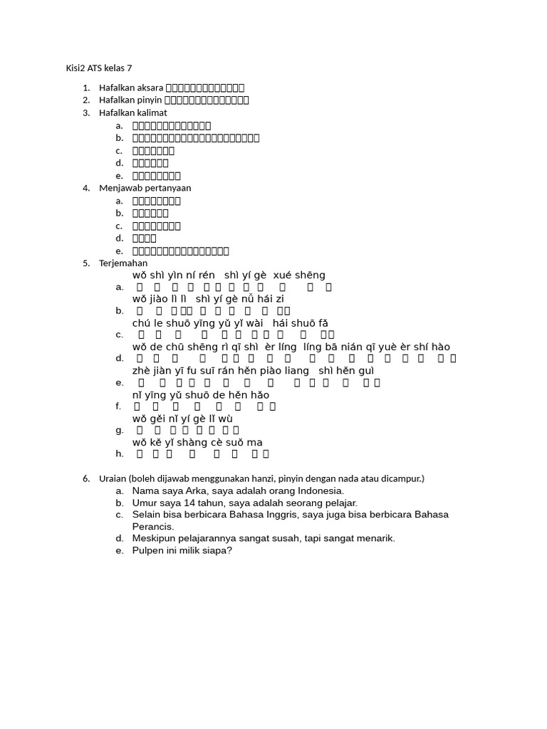Kisi2 ATS kelas 9 | PDF