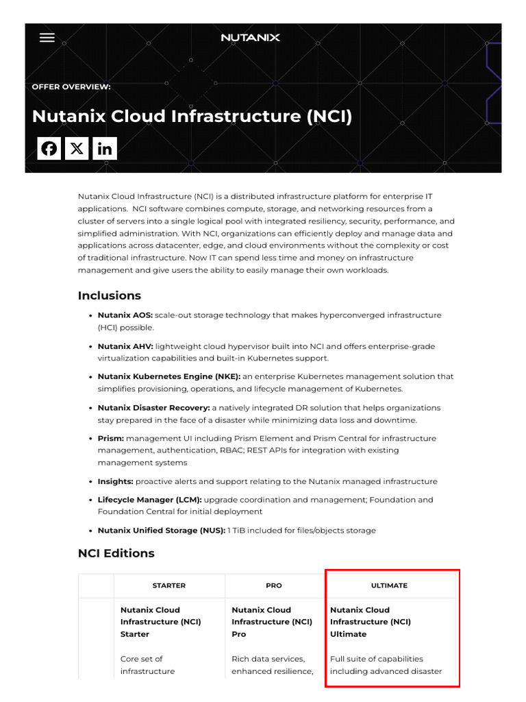 1 - Datasheet Nutanix Cloud Infrastructure (NCI) - Eng | PDF | Cloud Computing | Computer Cluster