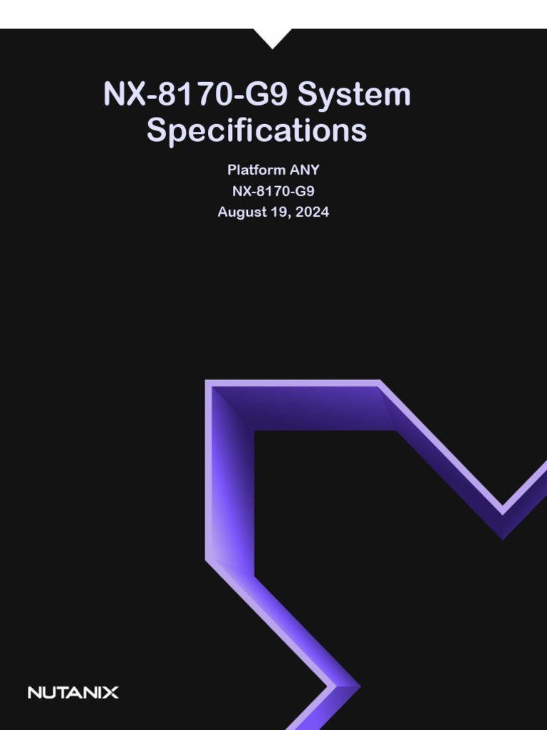 1 - Datasheet Nutanix NX-8170-G9 System Specifications - Eng | PDF | Superuser | Solid State Drive