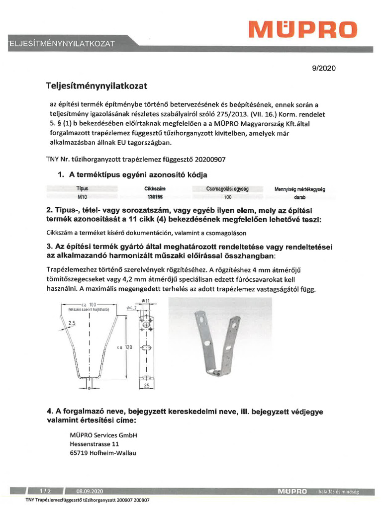 Mupro Trapezlemez Fuggeszto | PDF