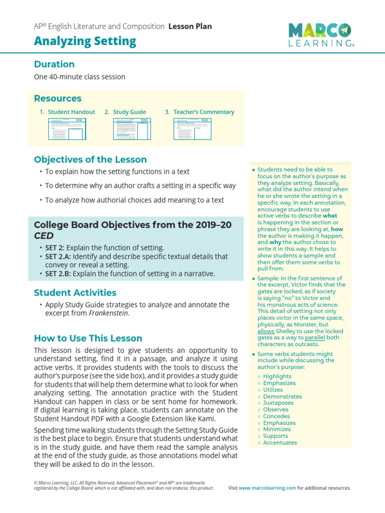 Analyzing Setting in Frankenstein | PDF | Frankenstein