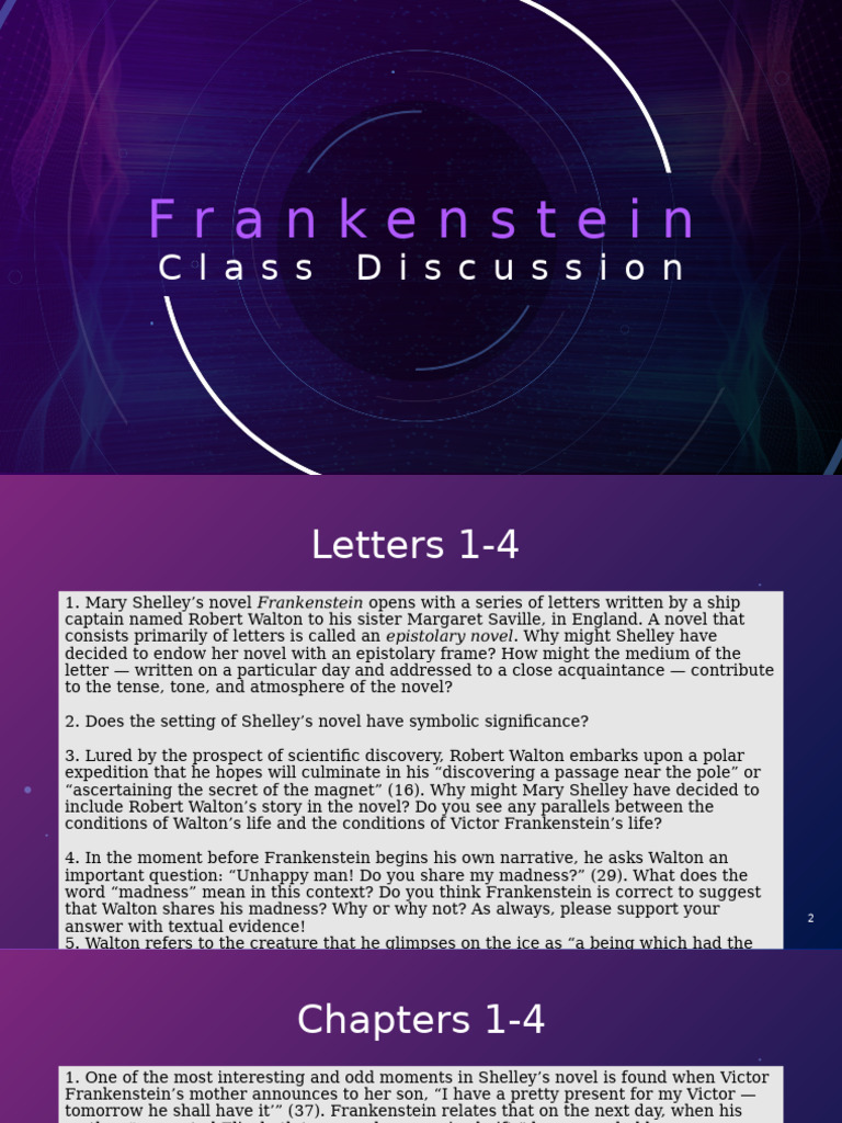 Frankenstein Class Discussion AP Lit | PDF | Frankenstein