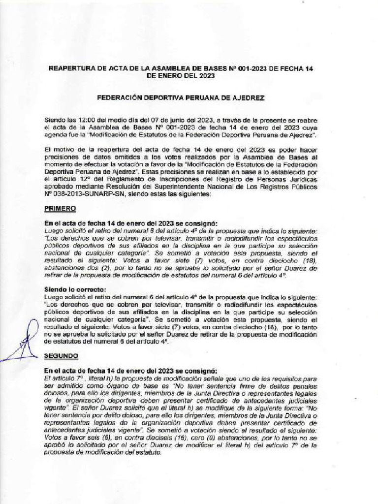 Reapertura Del Acta Fdpa | PDF