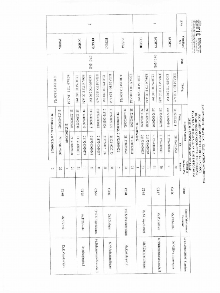 Engineering Graphics Schedule ND24 | PDF