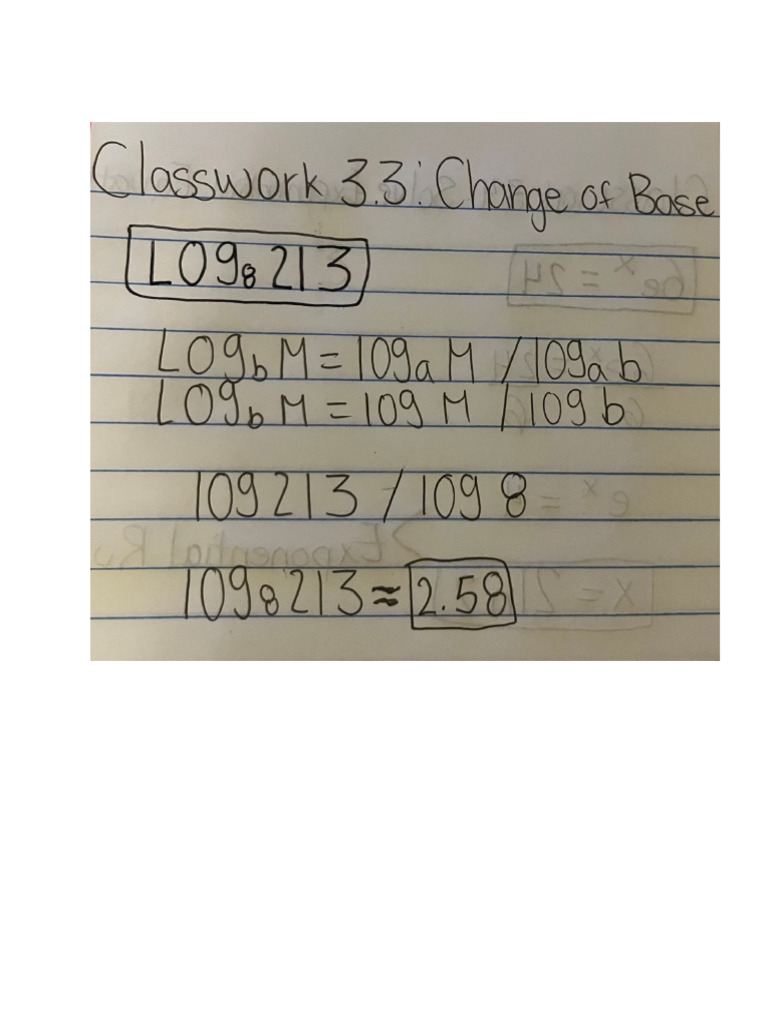 Classwork 3.3 - Change of Base | PDF