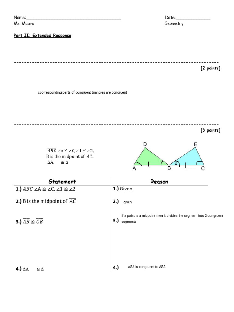 Unit 3 Triangle Proof Answer Key | PDF | Euclidean Geometry | Euclidean ...