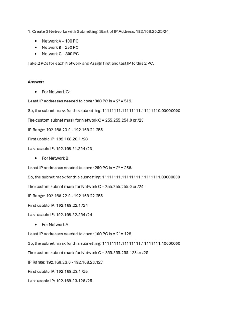 DCCN LAB Task - Subnetting | PDF