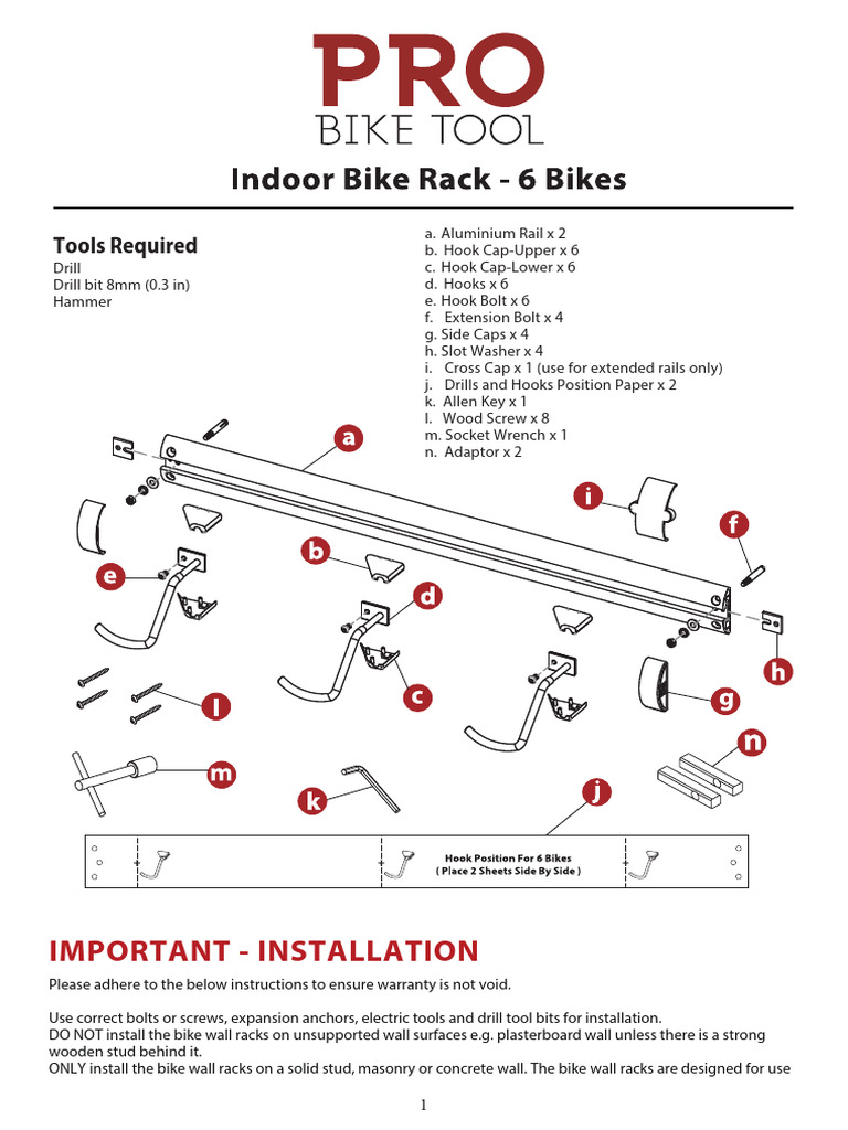 indoor_bike_rack__6_bikes | PDF | Screw | Drill