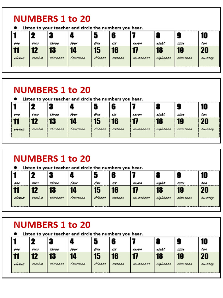 Learn Numbers 1 to 20 Activities | PDF
