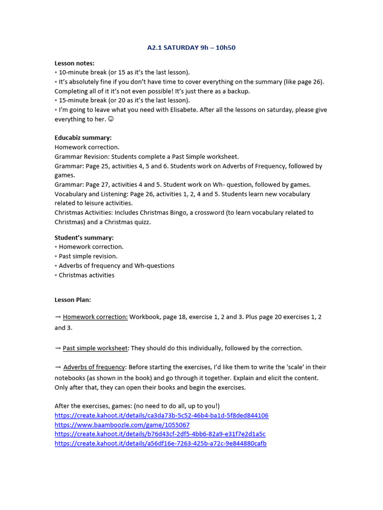 A2.1 Lesson Plan + Info | PDF