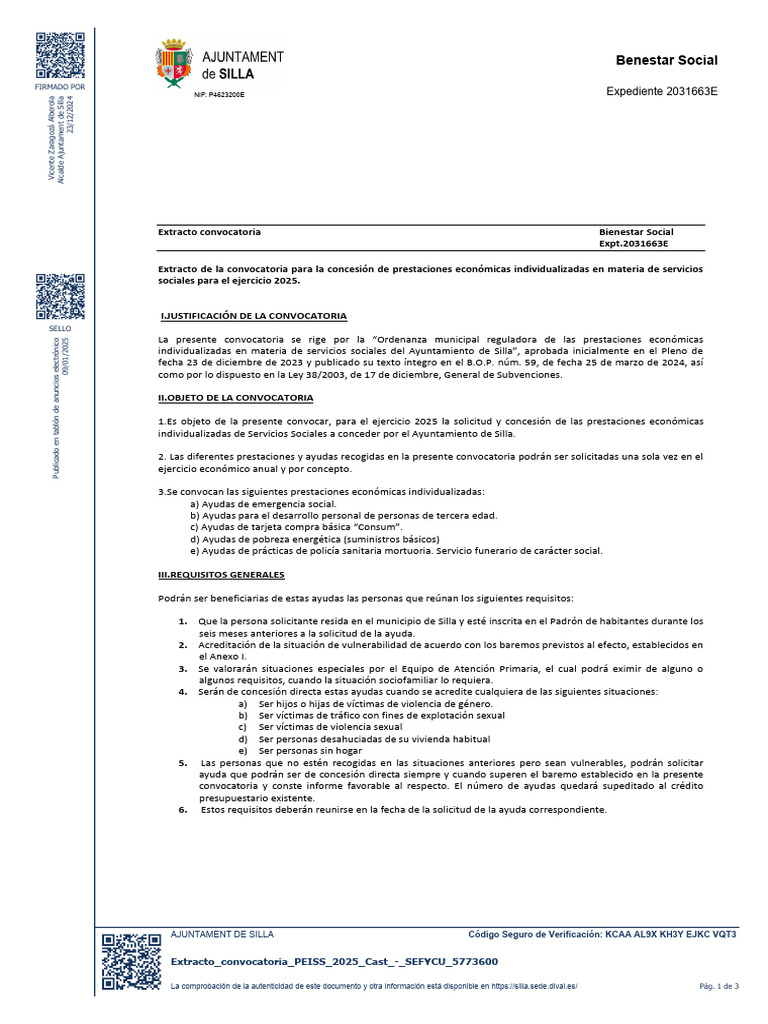 Extracto Convocatoria PEISS 2025 Cast - SEFYCU 5773600 | PDF | Trabajo ...