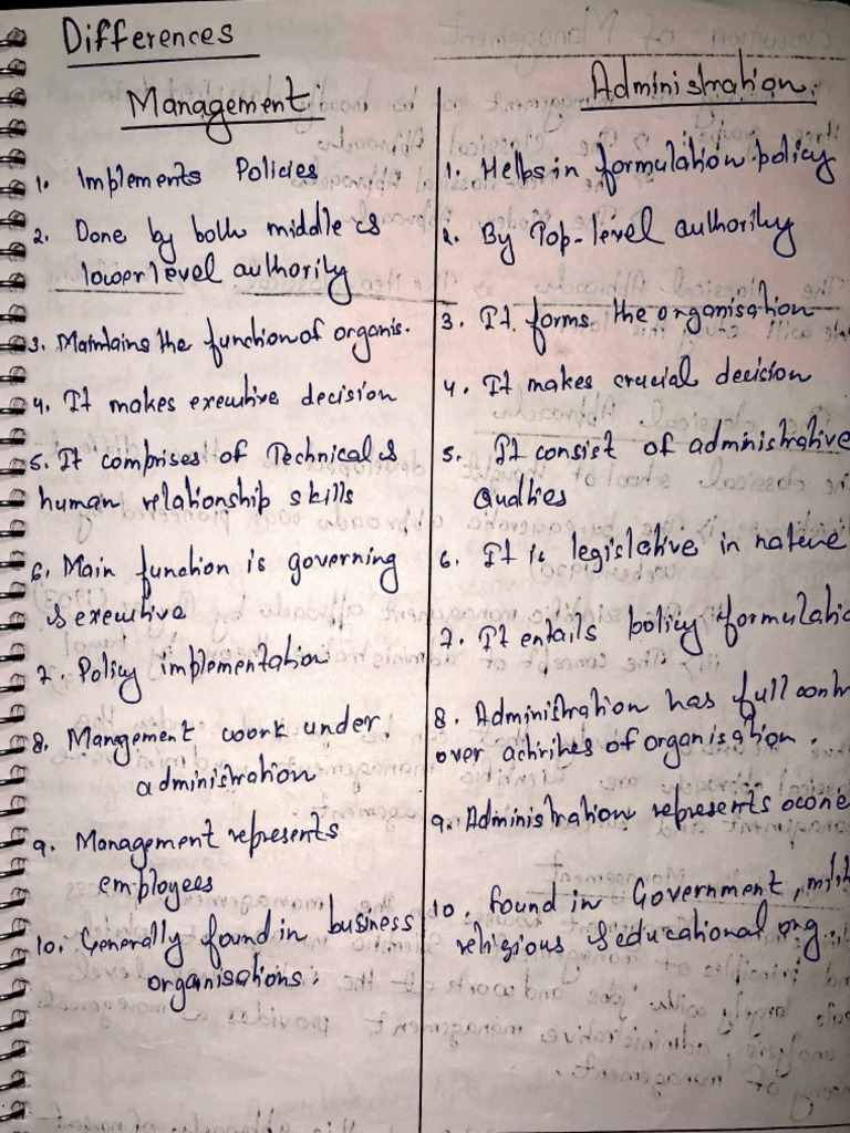 Administration Vs Management | PDF
