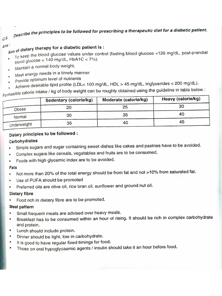 Therapeutic Diet of DM Patients | PDF