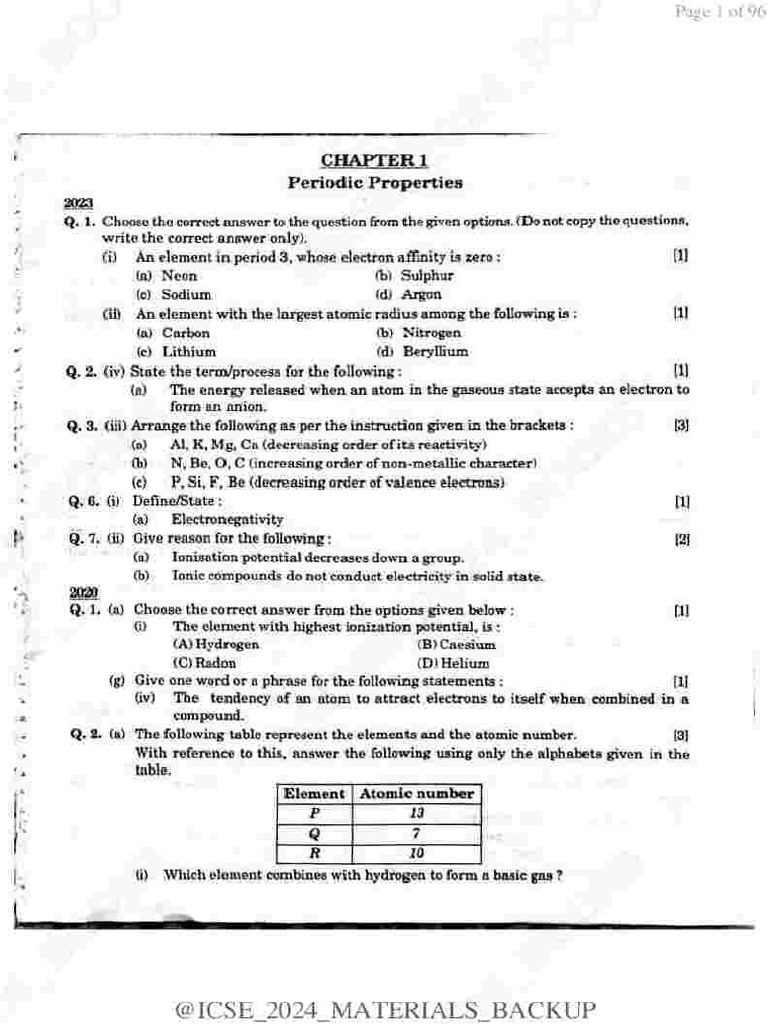 Chemistry PYQ's with Answers | PDF
