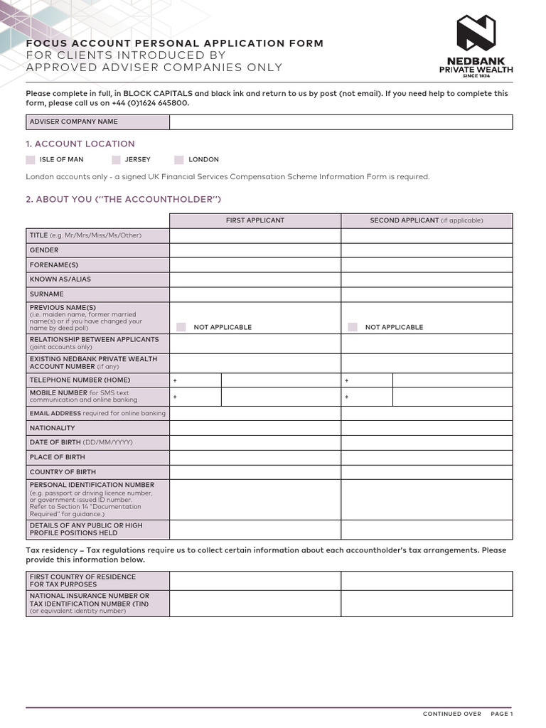 Focus Account Application Form | PDF | Debit Card | Identity Document
