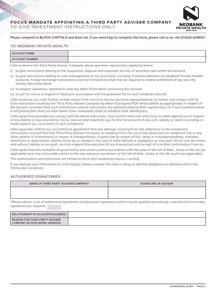 Focus Appoint Third Party Adviser Company Mandate | PDF | Business Law ...