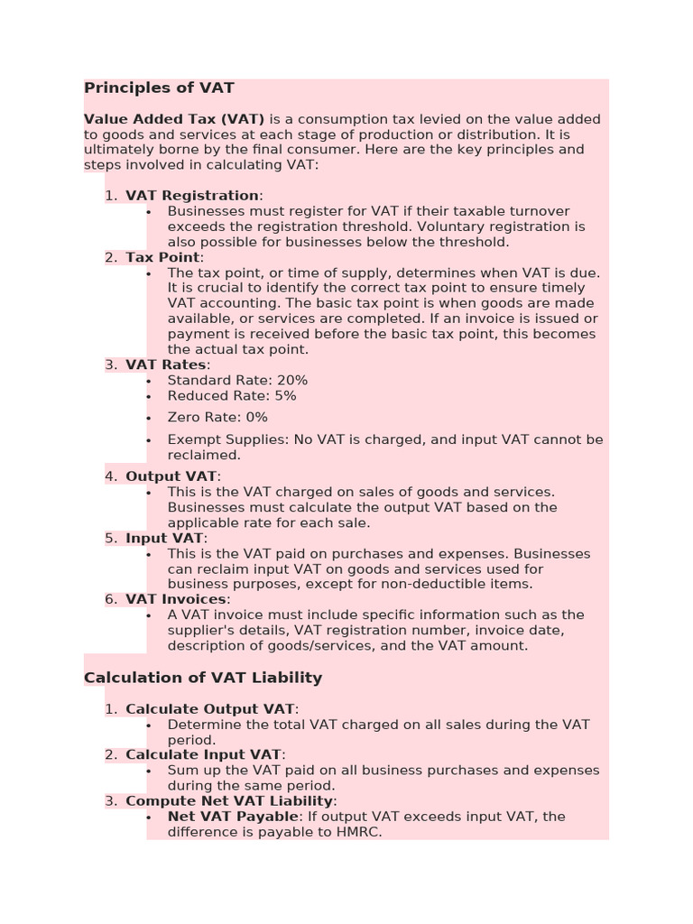 Principles of VAT | PDF | Value Added Tax | Taxes