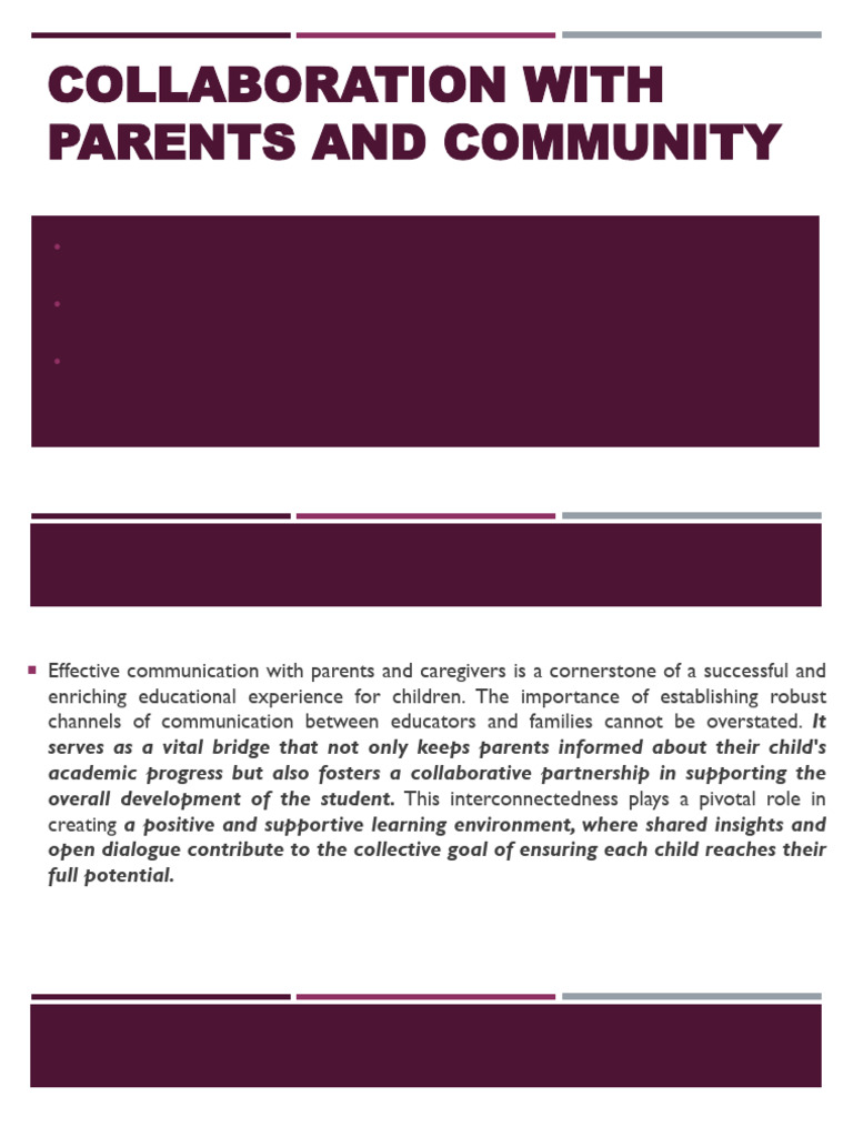 Collaboration with Parents and Community | PDF | Learning | Collaboration