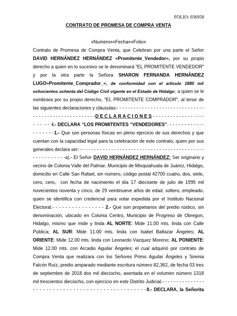 Contrato de Promesa de Venta | PDF | Derecho civil (sistema legal)