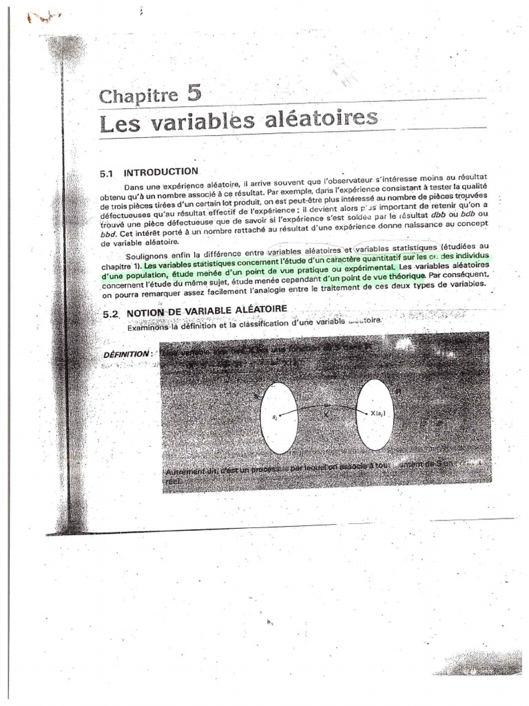 Echantillonnage Et Estiama Chapitre 5 Les Variables Aléatoires | PDF