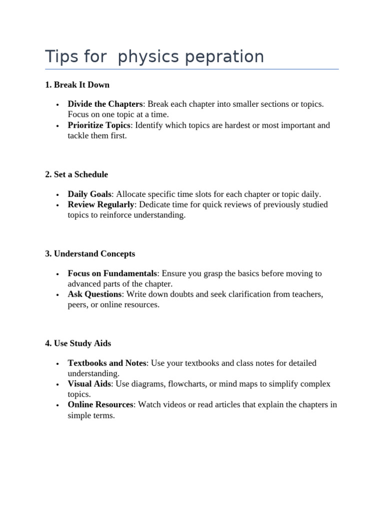 Effective Physics Exam Preparation Tips | PDF