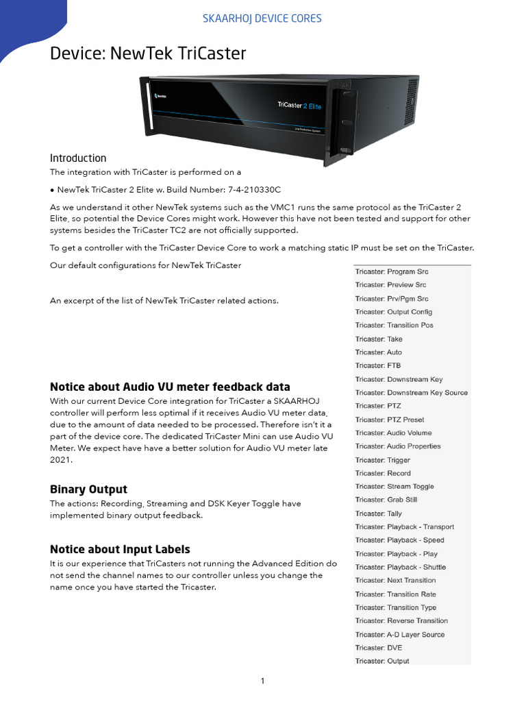 DC NewTek TriCaster | PDF