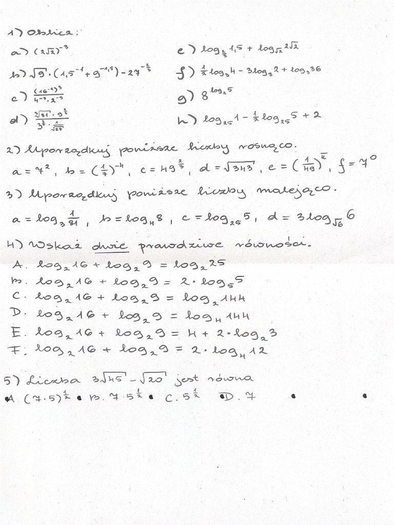 Logarytmy matma | PDF