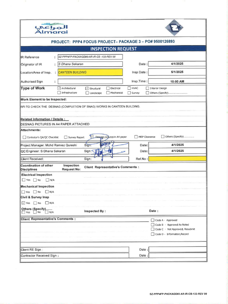 01 Canteen Desnag-04012025 | PDF