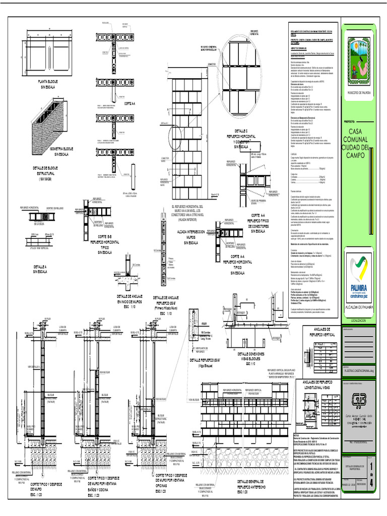 PL 01 Estructurales Casa Comunal Ciudad Del Campo 22-03-2018-Model | PDF | Albañilería ...