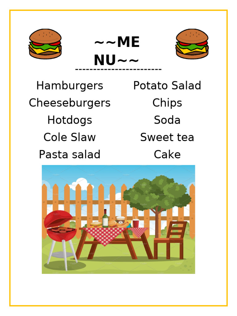 Summer Cookout Menu | PDF