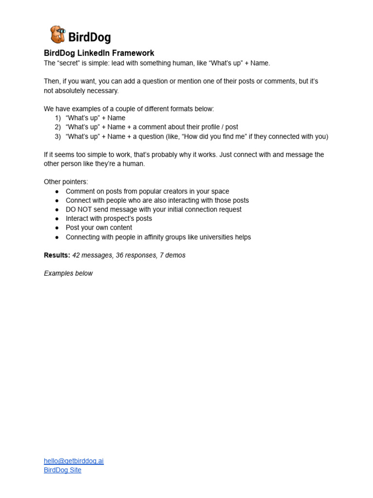 BirdDog LinkedIn Framework | PDF